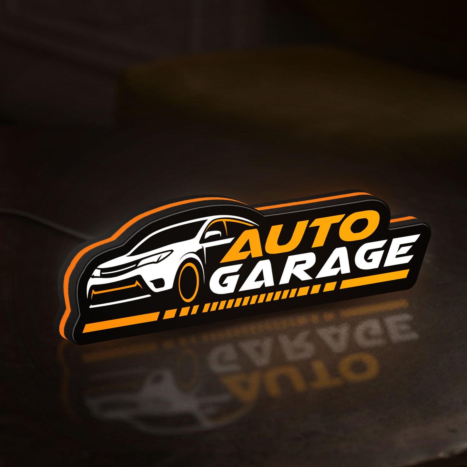 3D Auto Garage LED Sign, Modern 3D Illuminated Car Lightbox ...