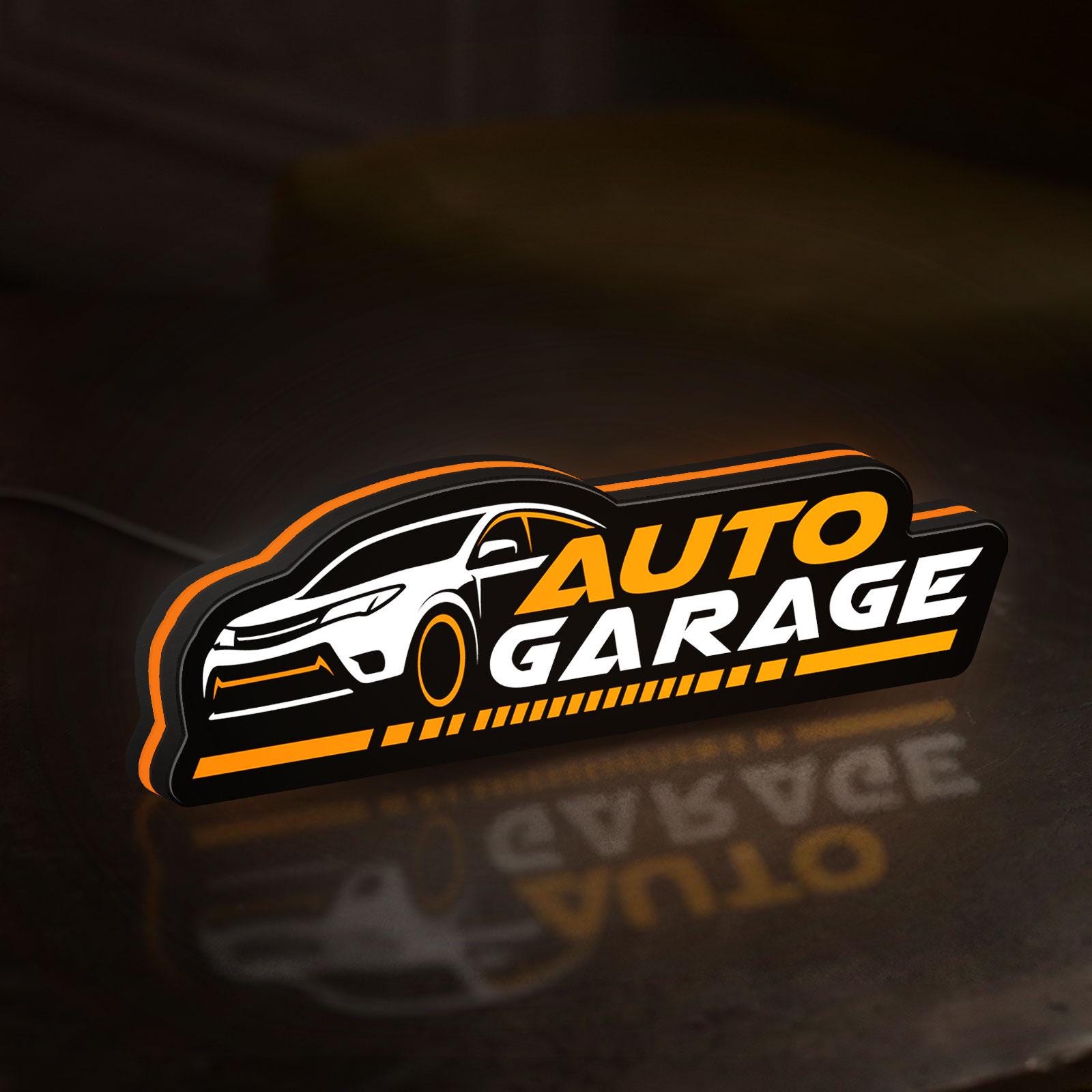 3D Auto Garage LED Sign, Modern 3D Illuminated Car Lightbox ...