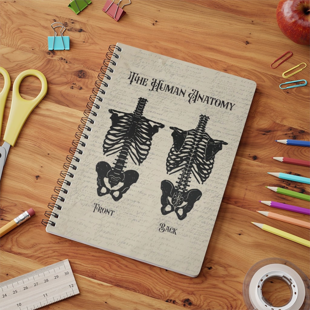 The Human Anatomy Notebook - Wire Bound Halloween Skeleton Vintage ...
