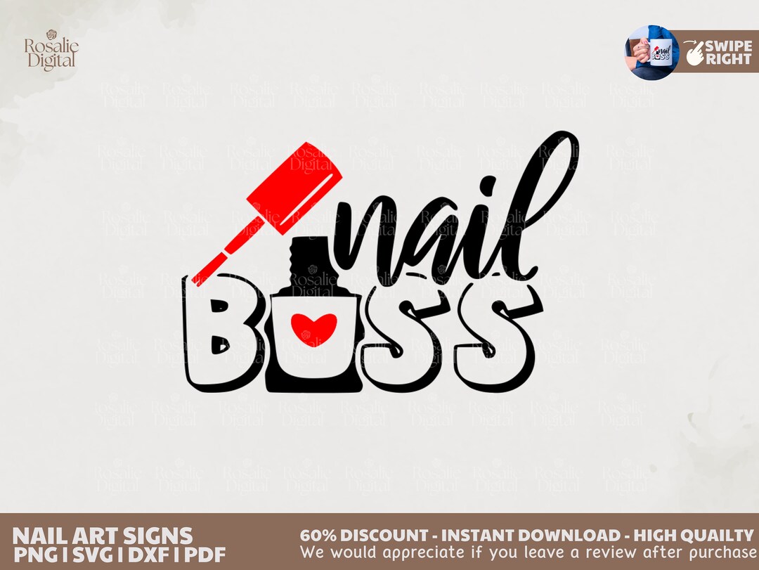 Nail Art Signs Svg, Nail Boss Svg Cut Files for Cricut, Nail Tech Quote ...