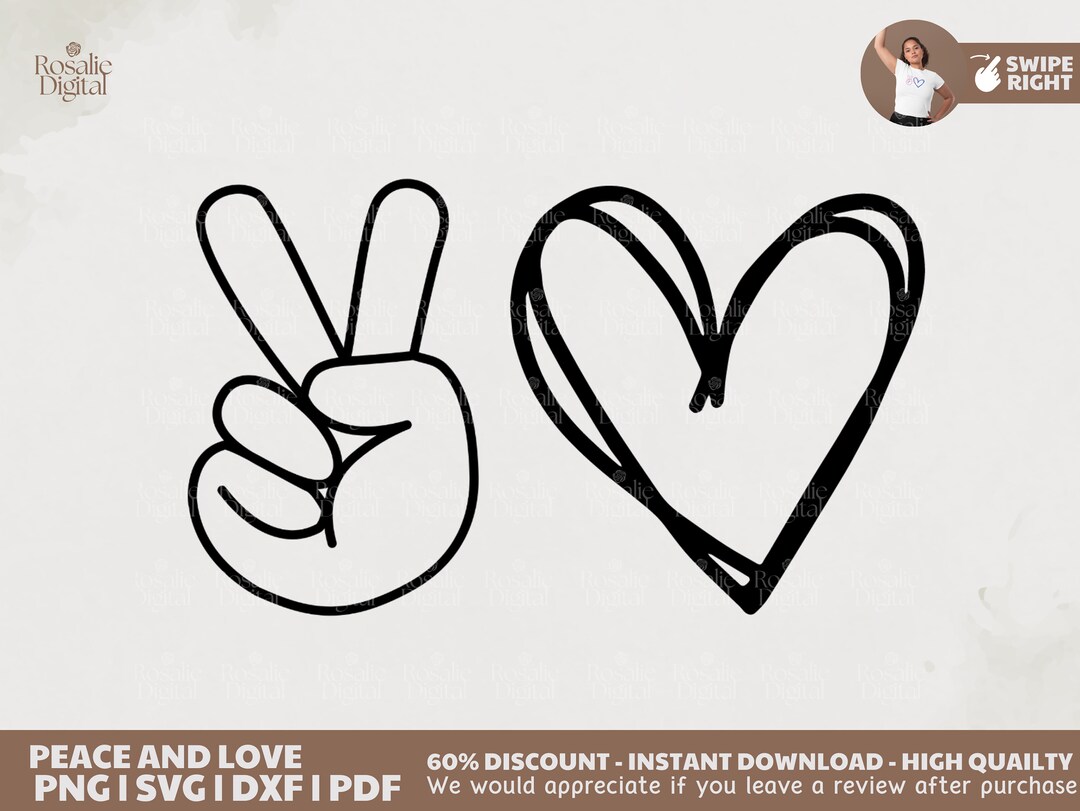 Peace and Love SVG File, Peace Love Svg, Peace Sign SVG Files for ...