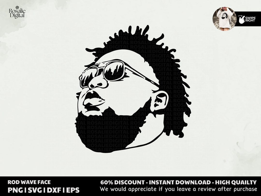 Rod Wave Face Svg, Rap and Hip Hop Star Svg Cut Files, Digital Download ...