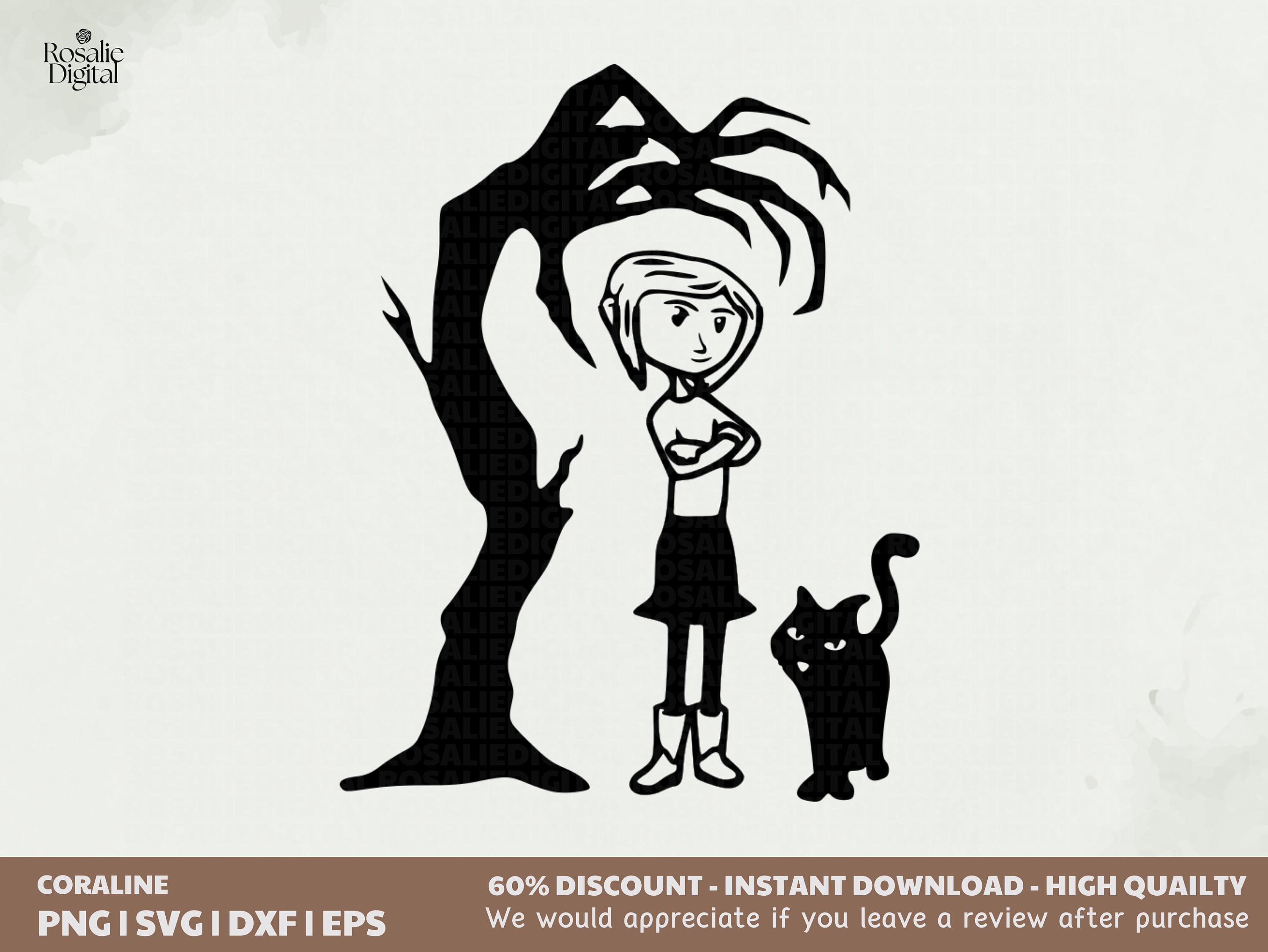 Coraline Svg, Coraline With Cat and Tree Svg, Coraline Face Svg Cut ...