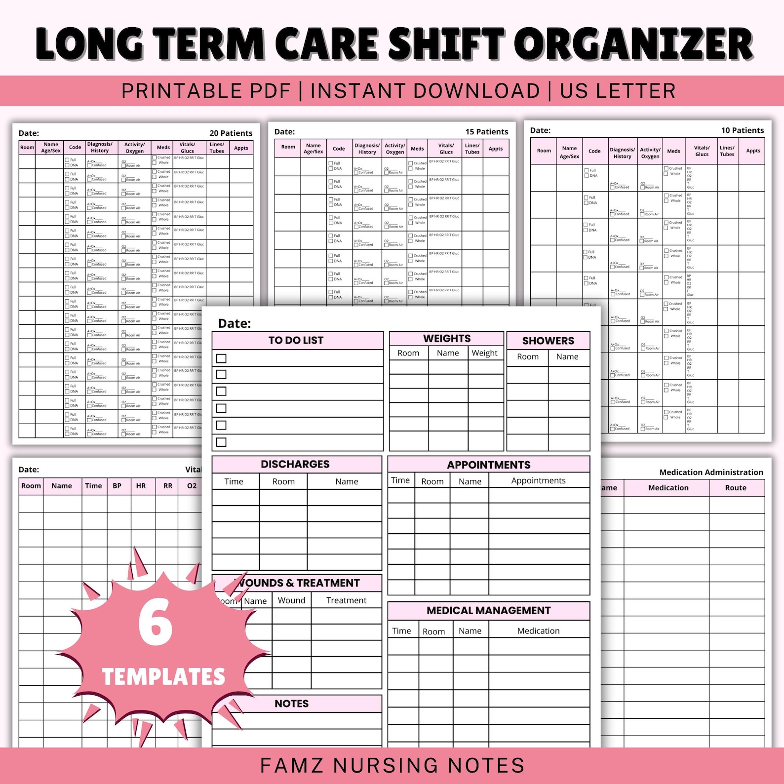 Long Term Care Shift Organizer Nurse Long Term Care Nurse Long Term ...