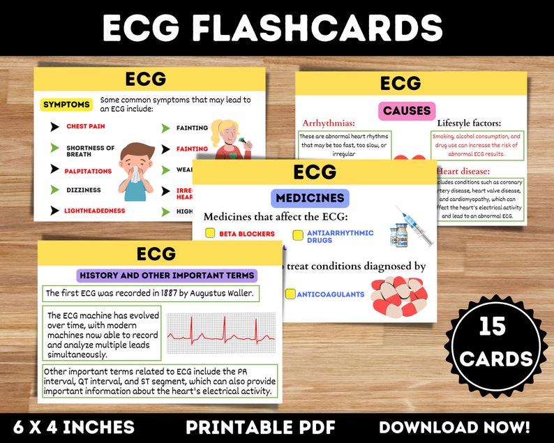 ECG Flashcards Printable for Nursing Students | Cardiovascular ...