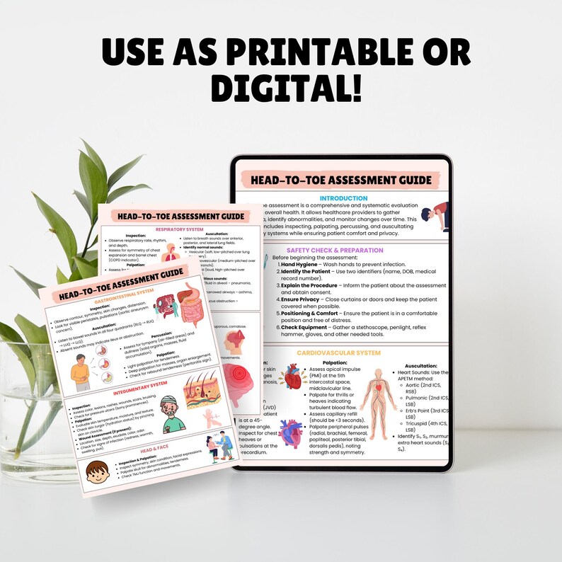 Head to Toe Assessment Checklist Guide | Nursing Assessment | Health ...