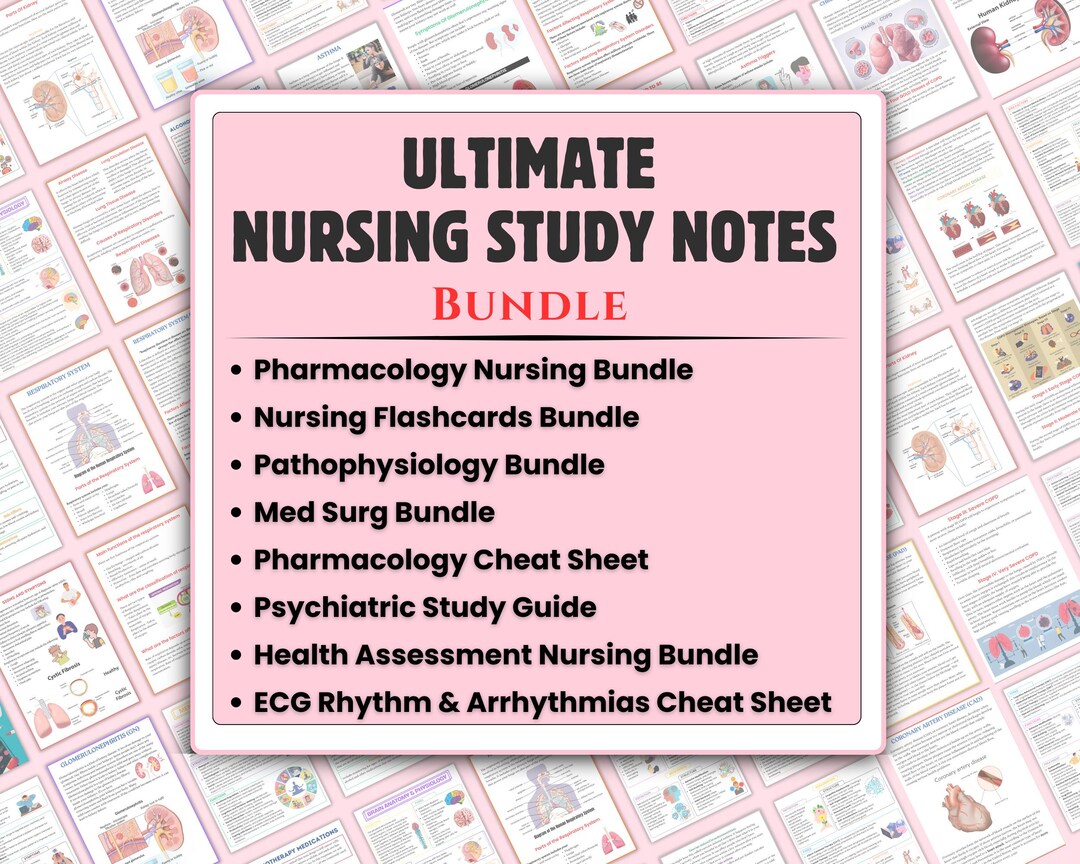 Ultimate Nursing Study Notes Bundle Pharmacology Pathophysiology Med ...