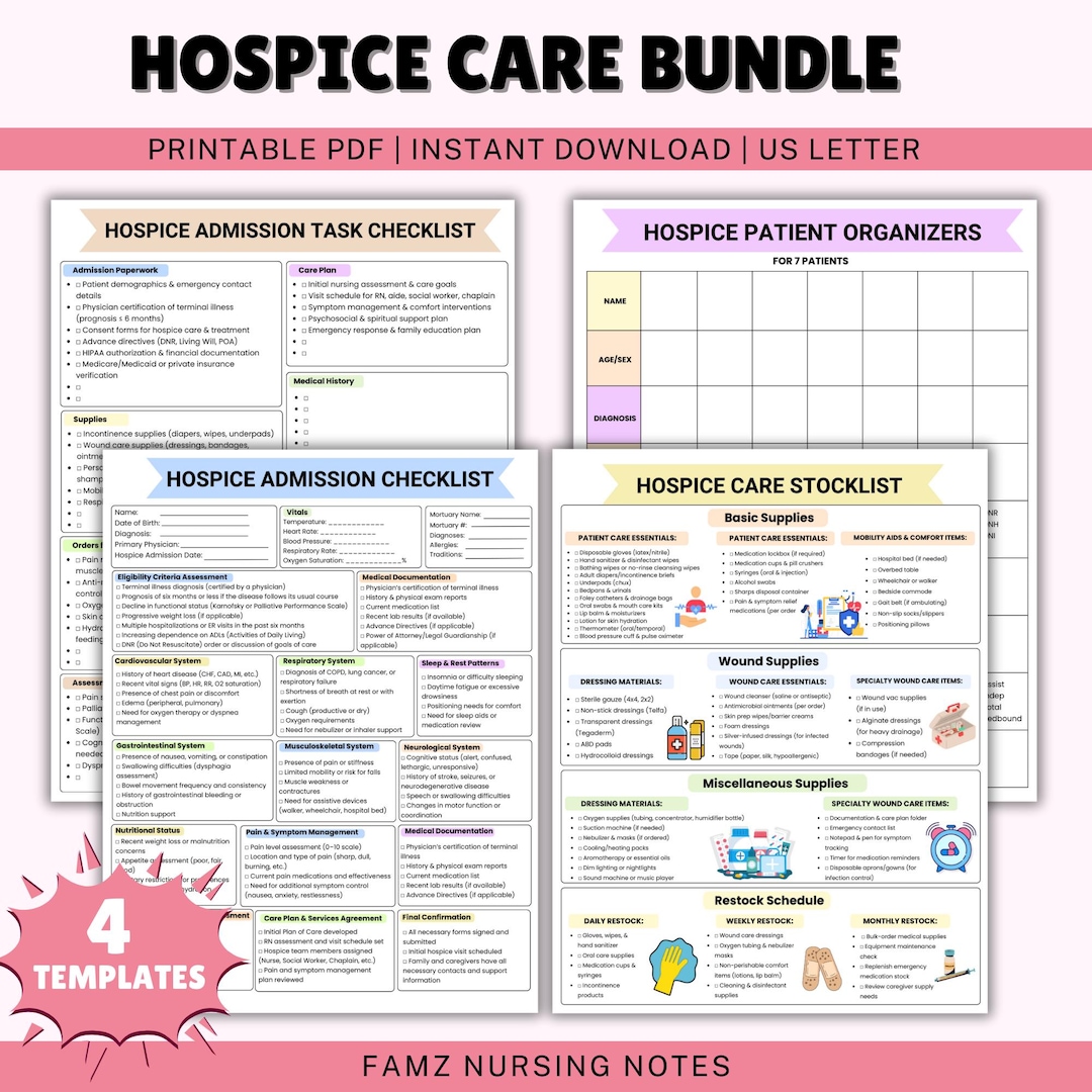 Hospice Care Bundle | Hospice Nurse Care | Nurse Assessment Checklist | PDF - Etsy