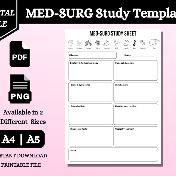 Printable Disease Process Template Med Surg Study Template Student ...
