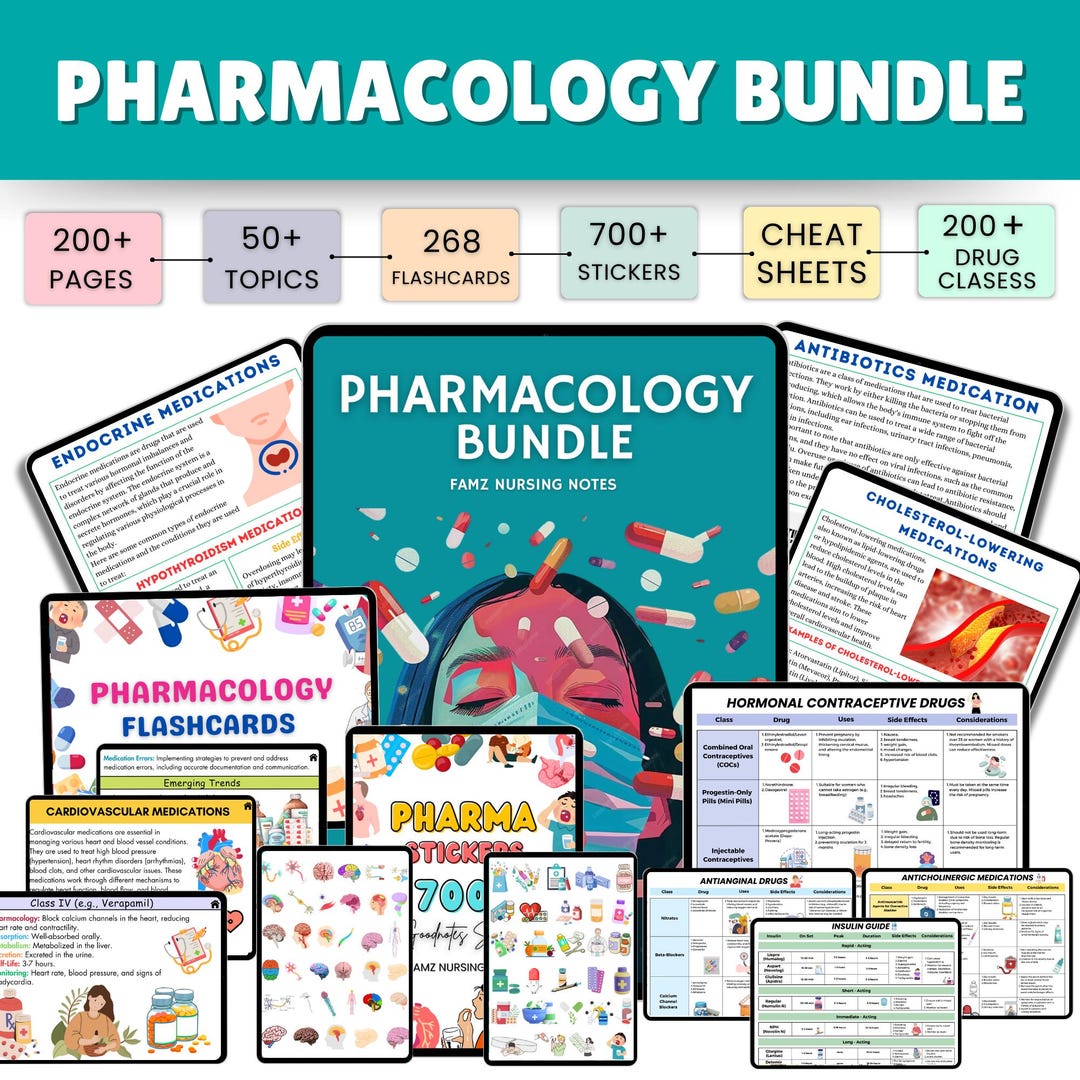 Pharmacology Nursing Bundle | Pharmacology Notes & Flashcards | 2025 ...
