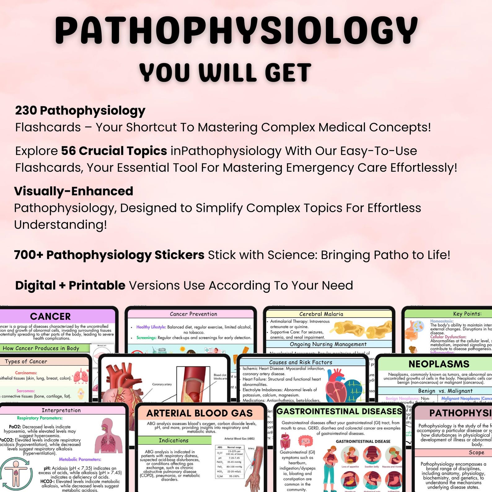 Pathophysiology Flashcards Bundle | Pathophysiology Notes | Nursing ...