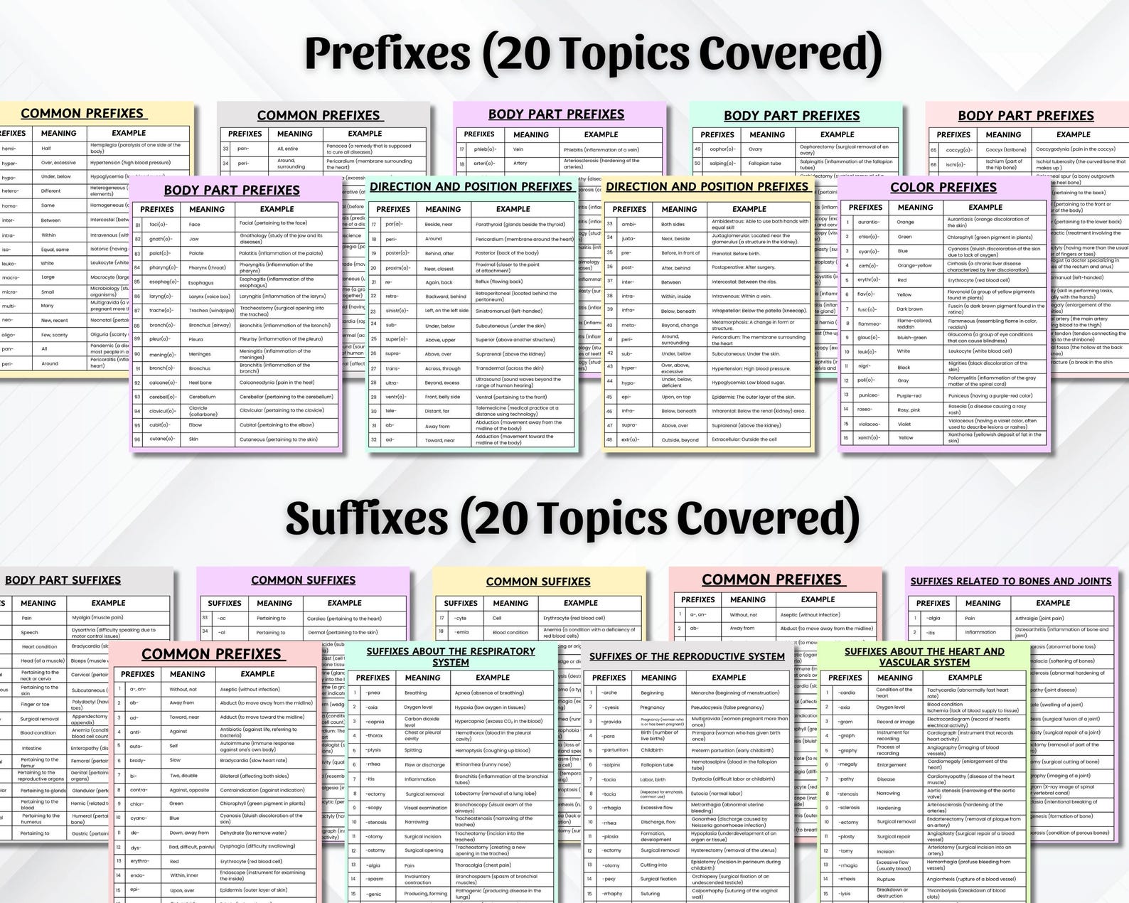 Complete Medical Terminology Prefixes and Suffixes Bundle | Medical ...