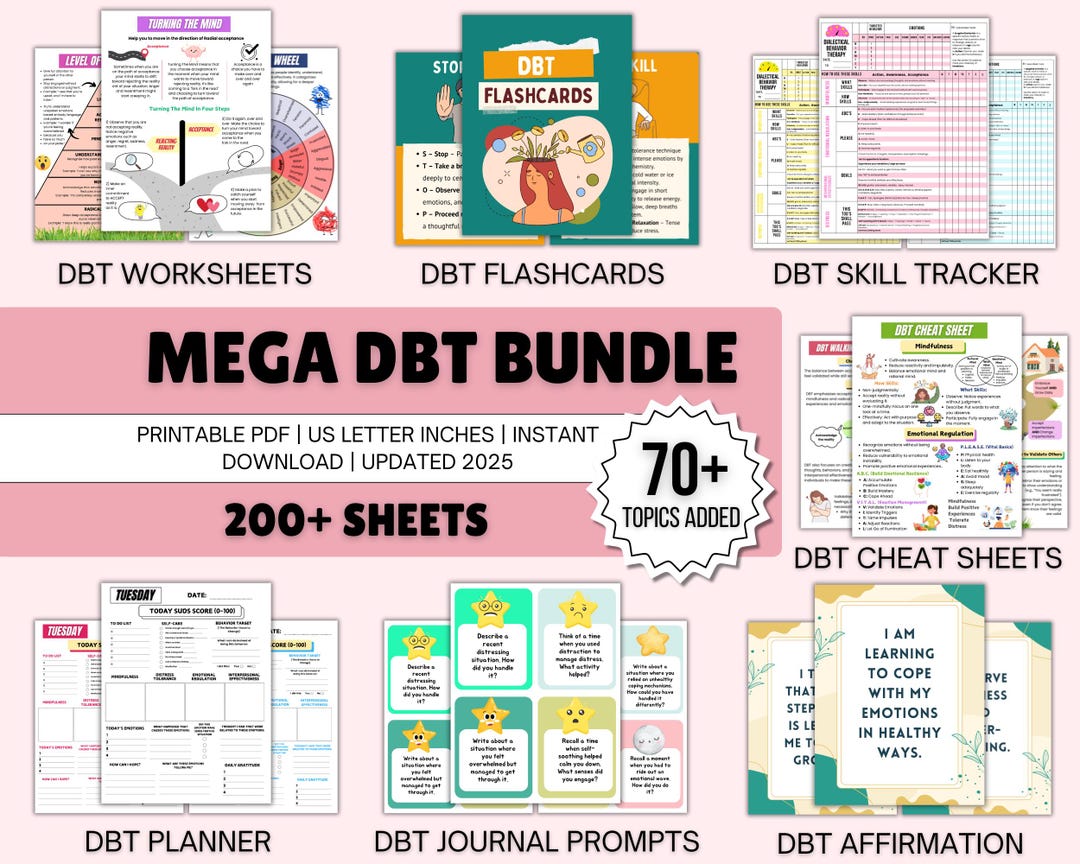 Mega DBT Bundle | DBT Skills Worksheet | DBT Flash Cards | Dbt Workbook ...