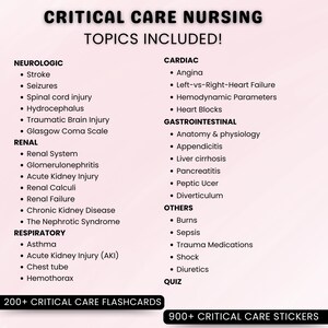 Critical Care Nursing Bundle | 32 Topics | FAMZ Nursing Notes - Etsy