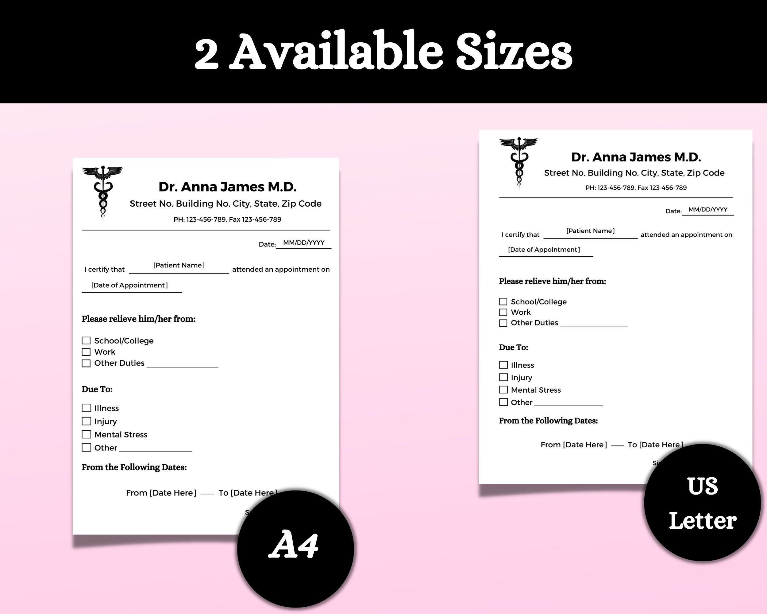 Fillable Doctor Excuse Note Doctors Note for Work Work Excuse Template ...