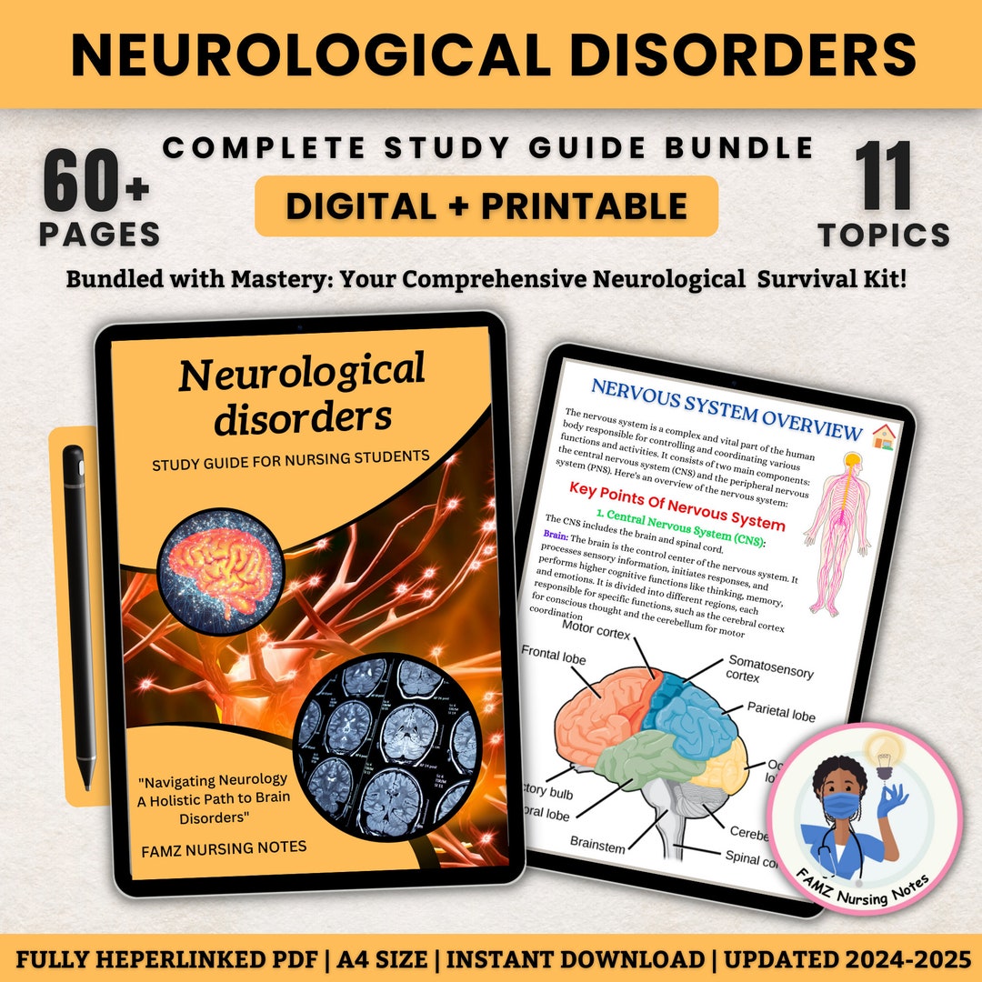 Neuro Study Guide Bundle | Neurological System Disorders | Neurological ...