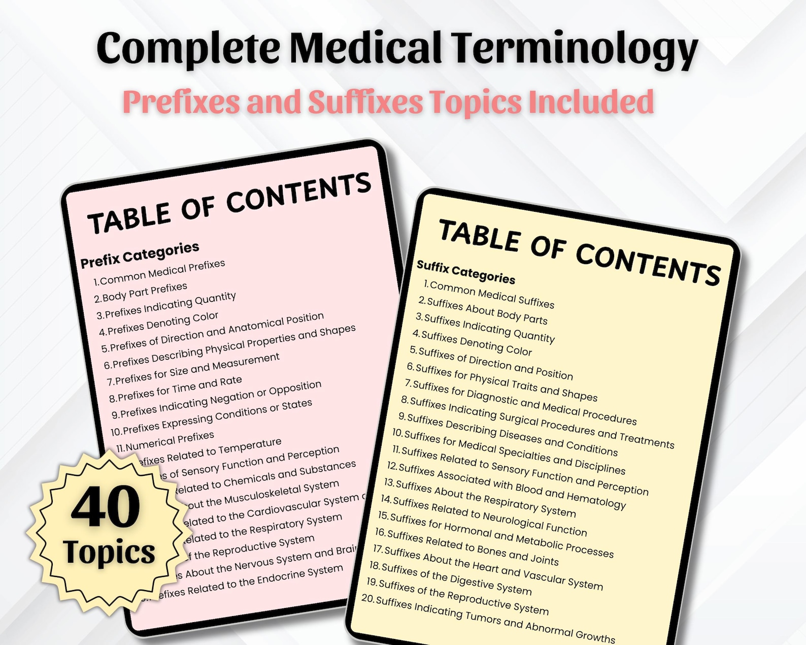 Complete Medical Terminology Prefixes and Suffixes Bundle | Medical ...