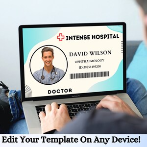 Doctor ID Badge Editable Hospital Staff ID Doctor Name - Etsy