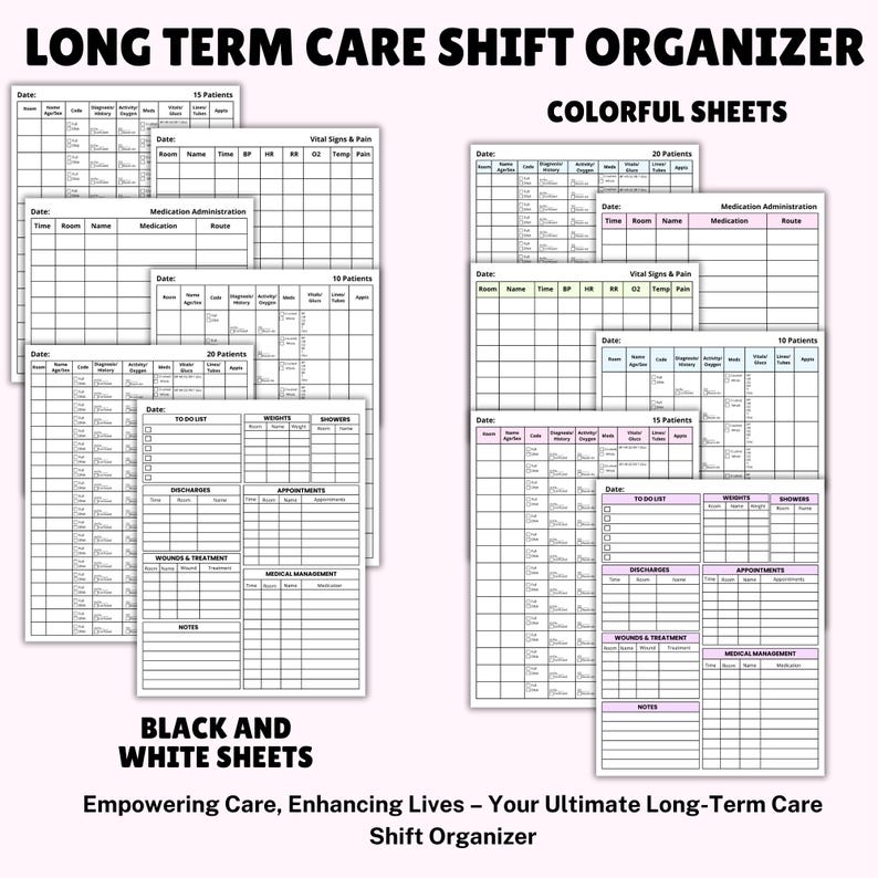 Long Term Care Shift Organizer Nurse Long Term Care Nurse Long Term ...