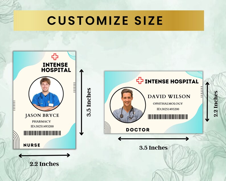 Doctor ID Badge Editable Hospital Staff ID Doctor Name - Etsy