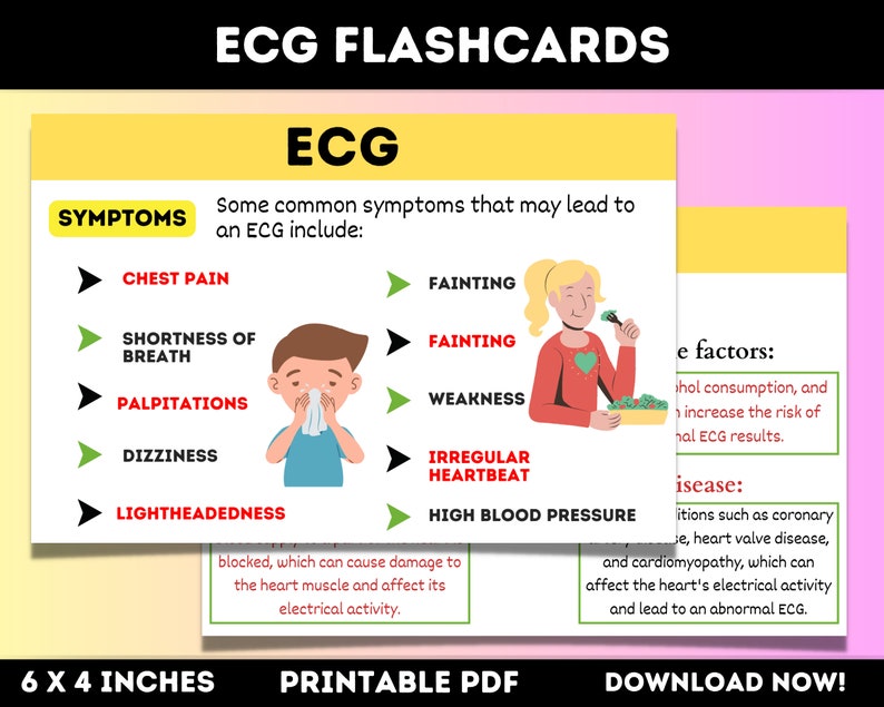 ECG Flashcards Printable for Nursing Students Cardiovascular - Etsy