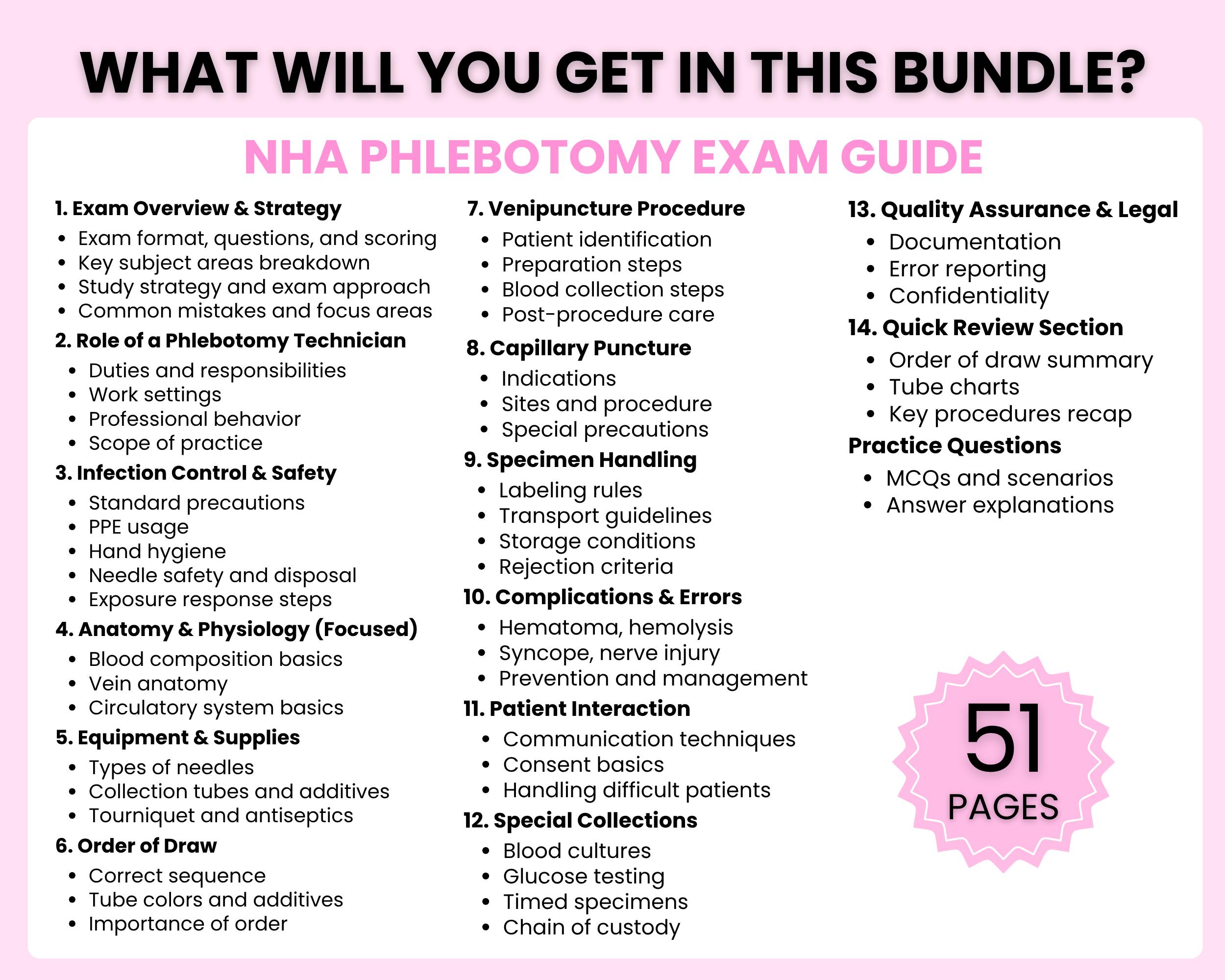2026 NHA Phlebotomy Exam Guide | Phlebotomy Notes | Order of Draw ...