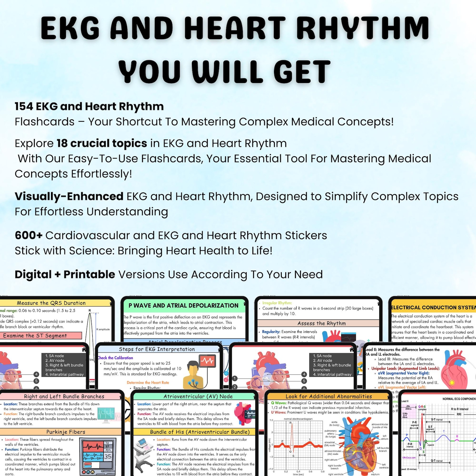 150+ EKG and Heart Rhythm Flashcards | EKG Study Guide | ECG or Ekg ...
