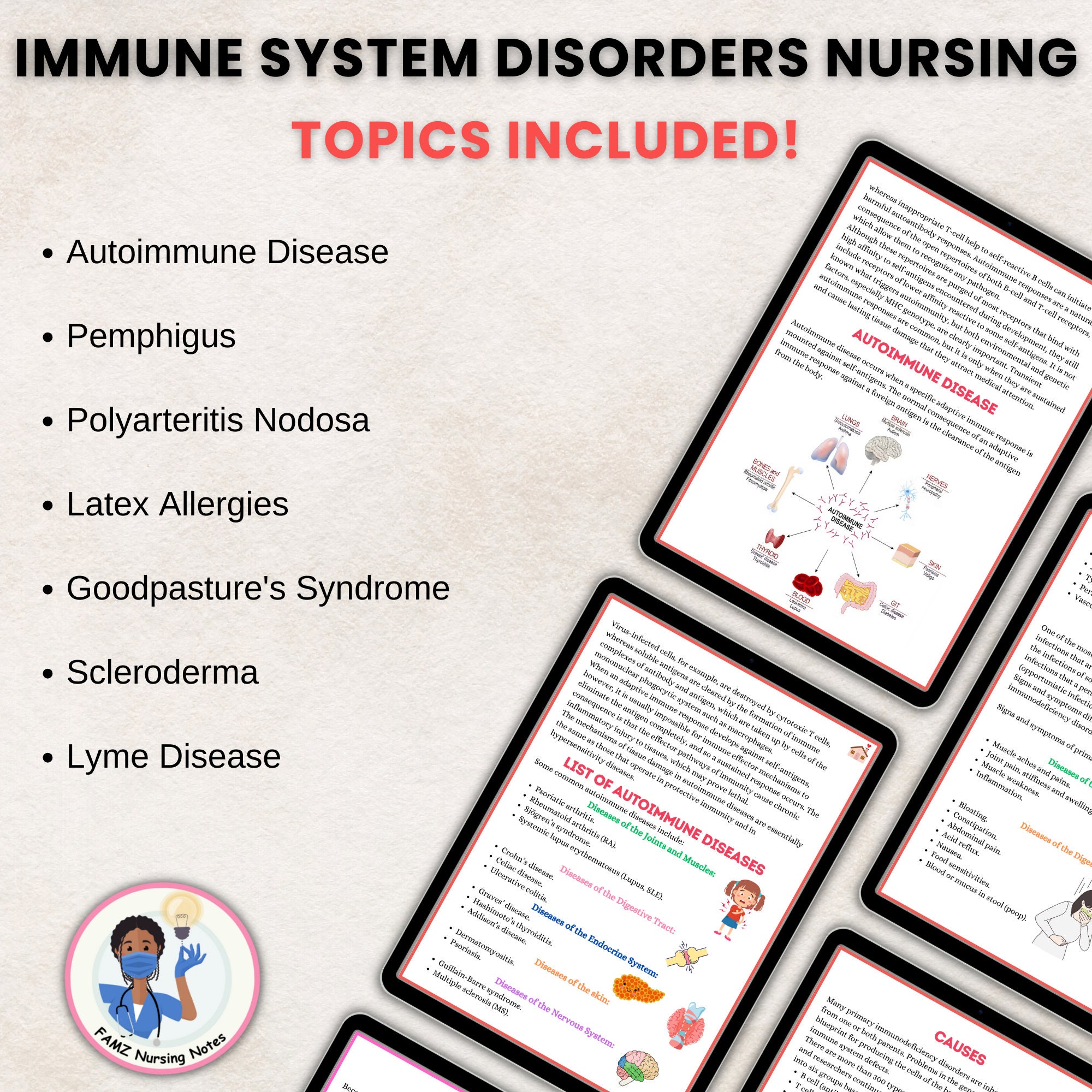Immune System Notes Immune System Disorders Nursing Notes Autoimmune ...