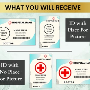 Doctor ID Badge Editable Hospital Staff ID Doctor Name - Etsy