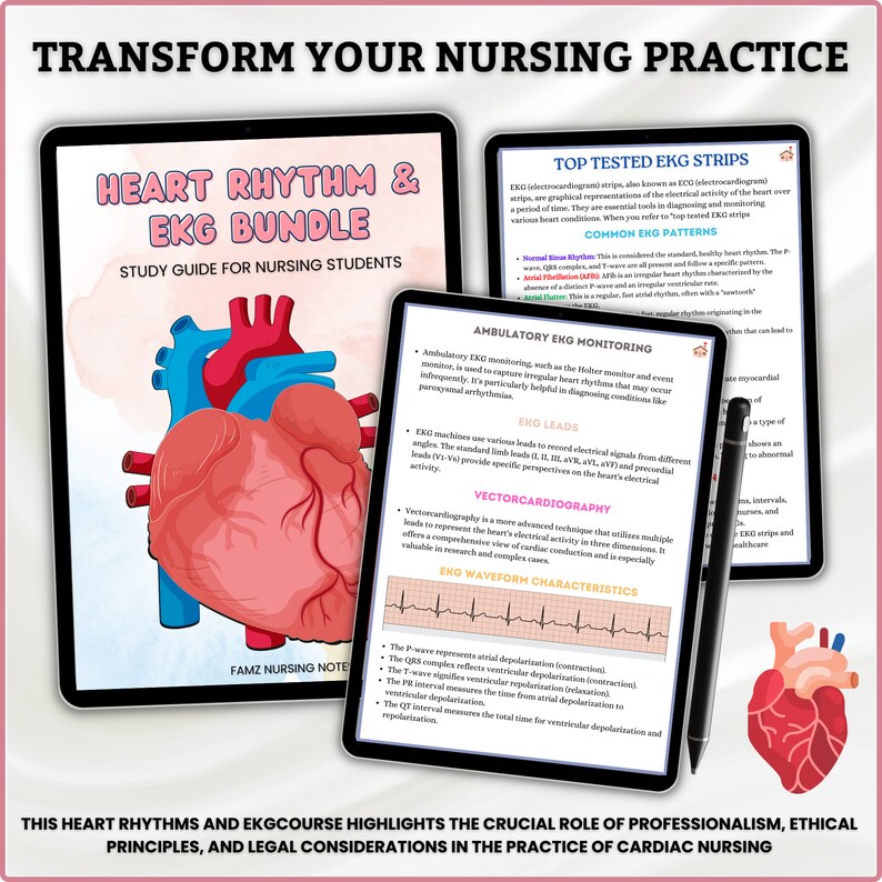Heart Rhythm & EKG Study Guide, EKG Interpretation, Dysrhythmias ...