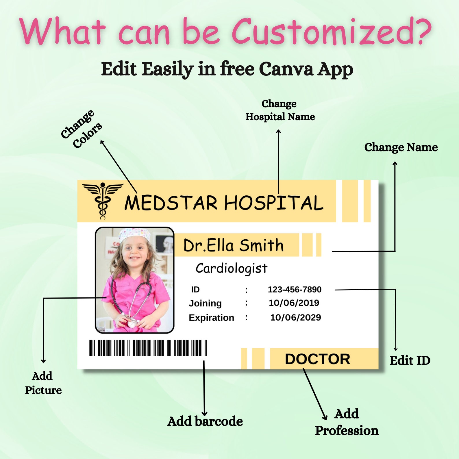 Kids Doctor ID Name Badge Doctor Badge Nurse Name Badge Medical ID ...