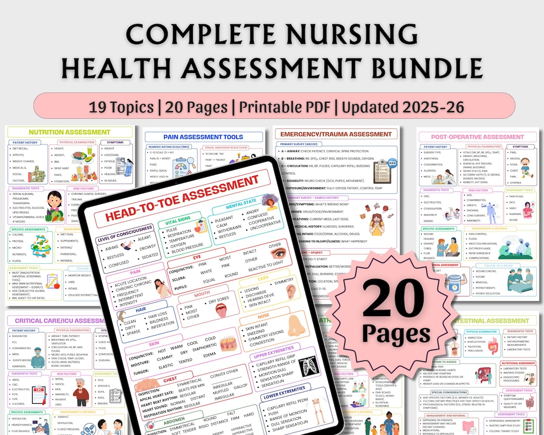 Complete Nursing Health Assessment Bundle | Comprehensive Nursing ...