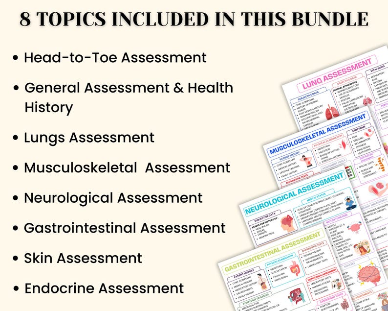 Health Assessment Nursing Bundle | Nurse Assessment | Nursing Notes ...