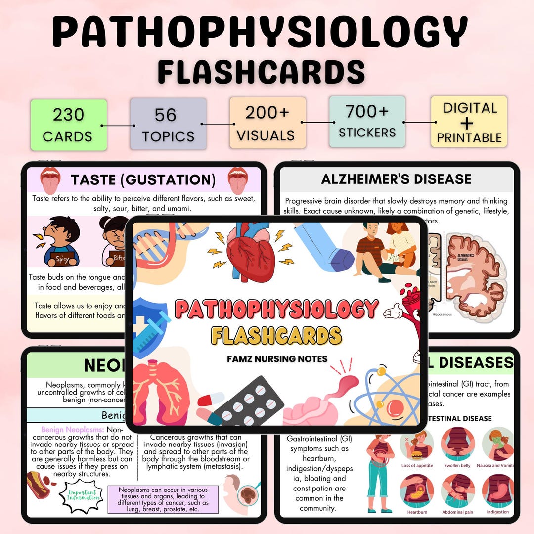 Pathophysiology Flashcards Bundle | Pathophysiology Notes | Nursing ...