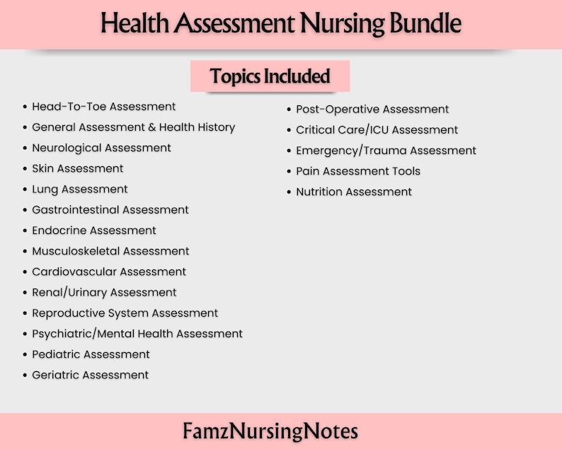 Complete Nursing Health Assessment Bundle | Comprehensive Nursing ...