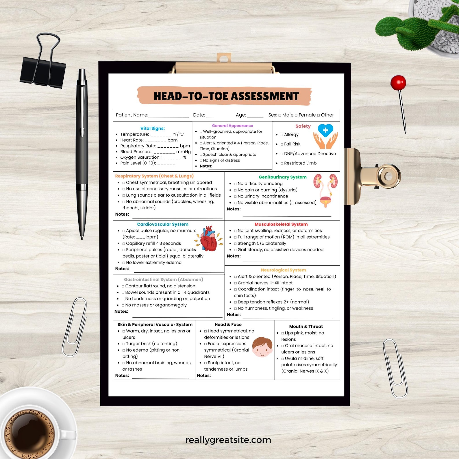 Nursing Head to Toe Assessment Template | Nursing Assessment | Head-to ...