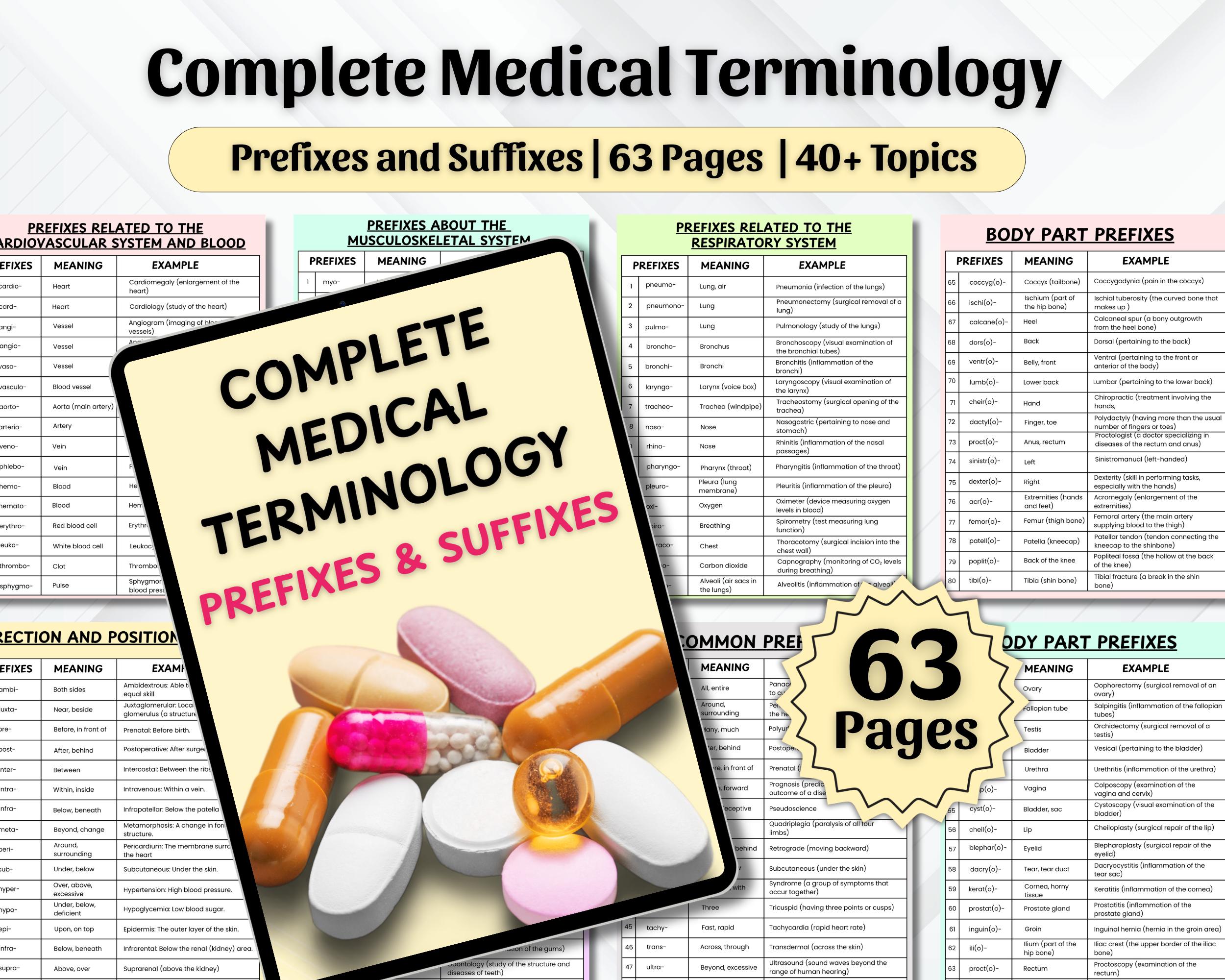 Complete Medical Terminology Prefixes and Suffixes Bundle | Medical ...