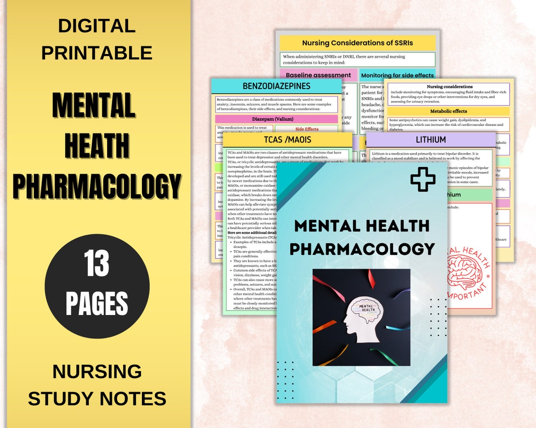 Mental Health Pharmacology Study Guide | NCLEX Pharmacology | Nursing ...