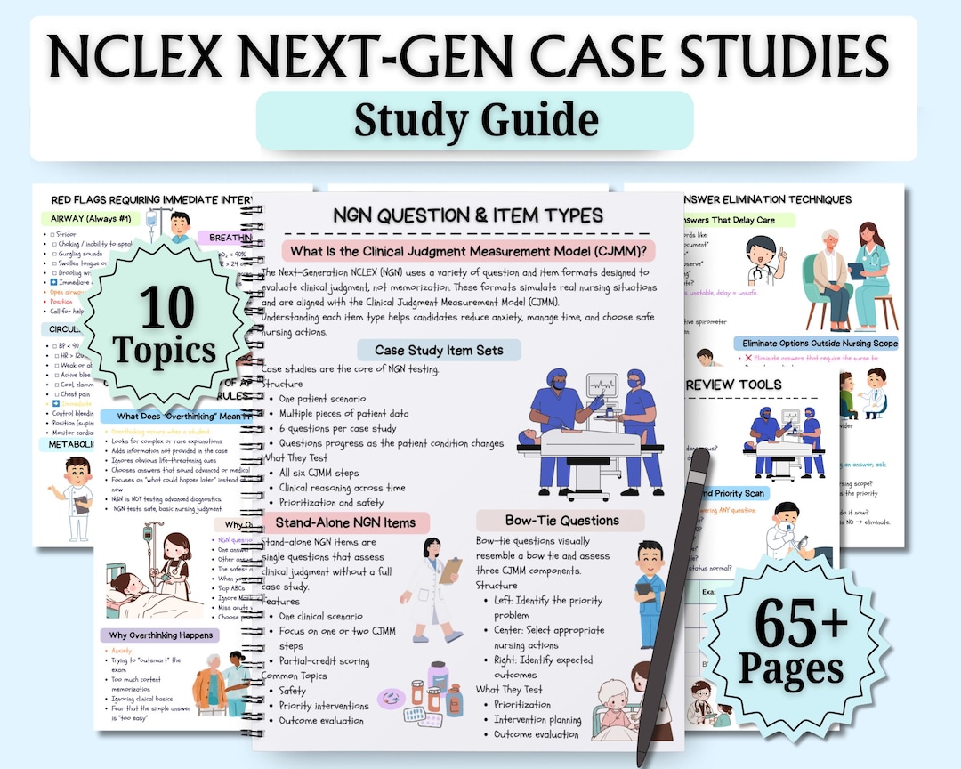 NCLEX Next-gen Case Studies Study Guide | 65+ Pages NGN Practice | Exam ...