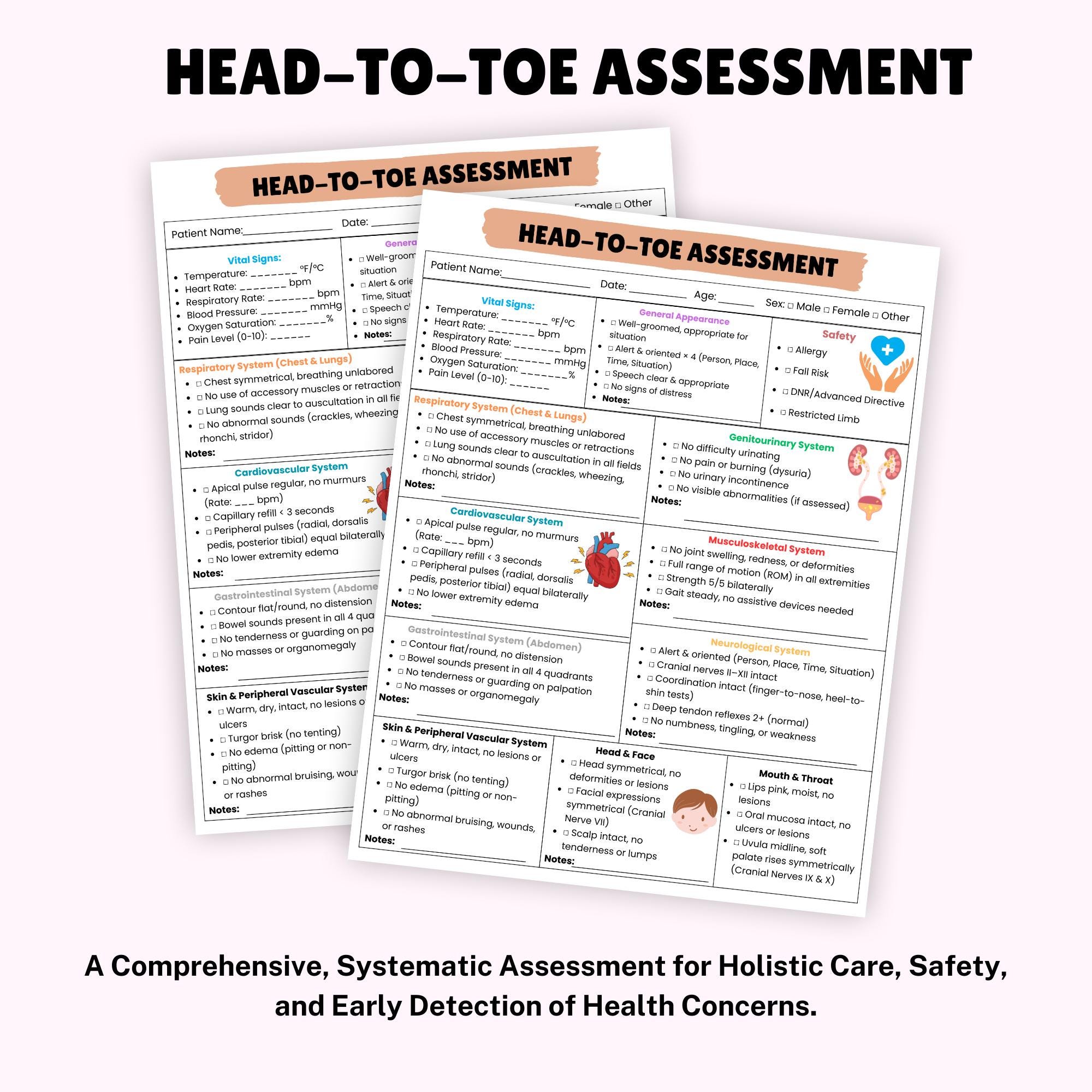 Nursing Head to Toe Assessment Template | Nursing Assessment | Head-to ...