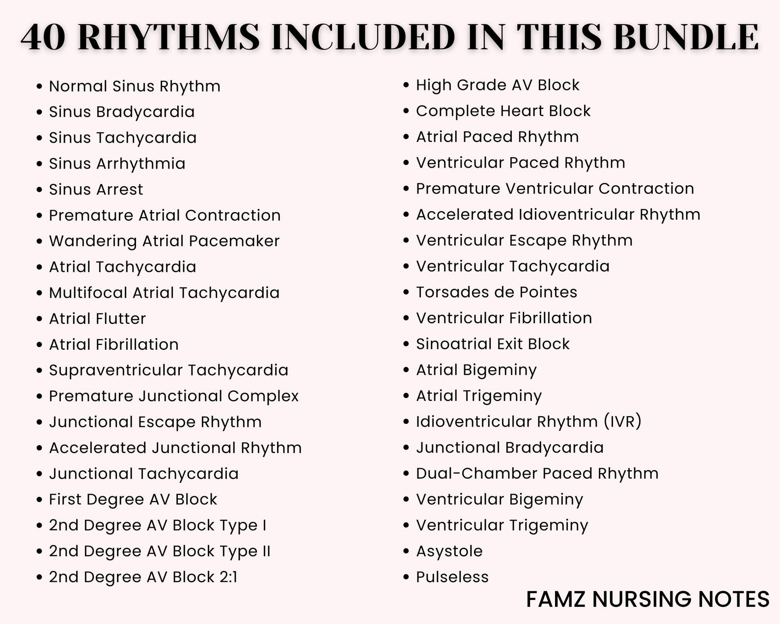 ECG Rhythm & Arrhythmias Cheat Sheet Bundle | EKG Cheat Sheet | ECG ...