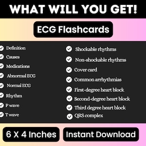 ECG Flashcards Printable for Nursing Students | Cardiovascular ...