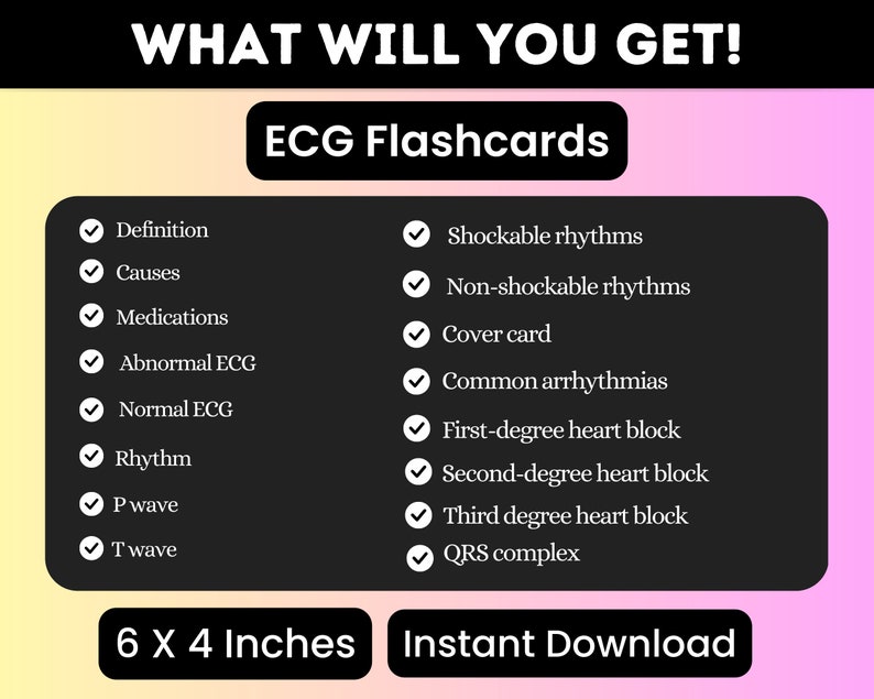 ECG Flashcards Printable for Nursing Students Cardiovascular - Etsy