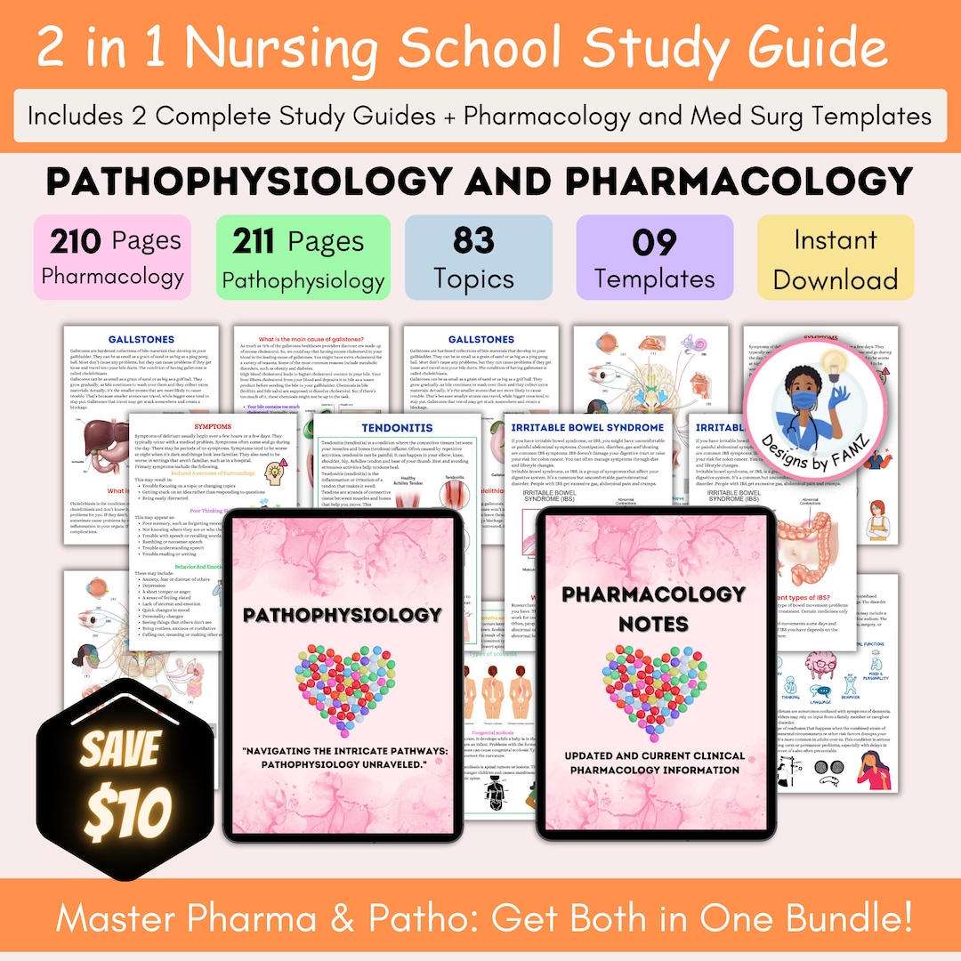 Pathophysiology & Pharmacology Nursing School Study Guide Nursing ...