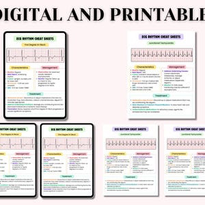ECG Rhythm & Arrhythmias Cheat Sheet Bundle | EKG Cheat Sheet | ECG ...