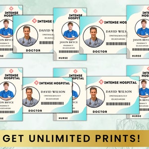 Doctor ID Badge Editable Hospital Staff ID Doctor Name - Etsy
