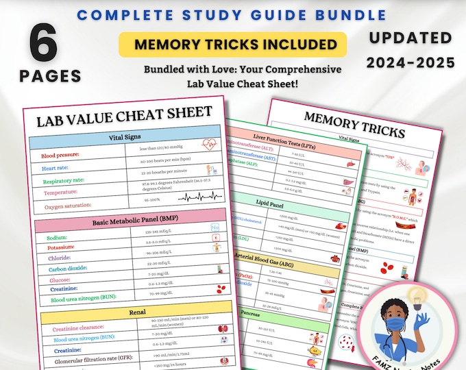 Pdf Instant Download Nursing Lab Values Cheat Sheet Printable Lab Values Nurse Lab Values