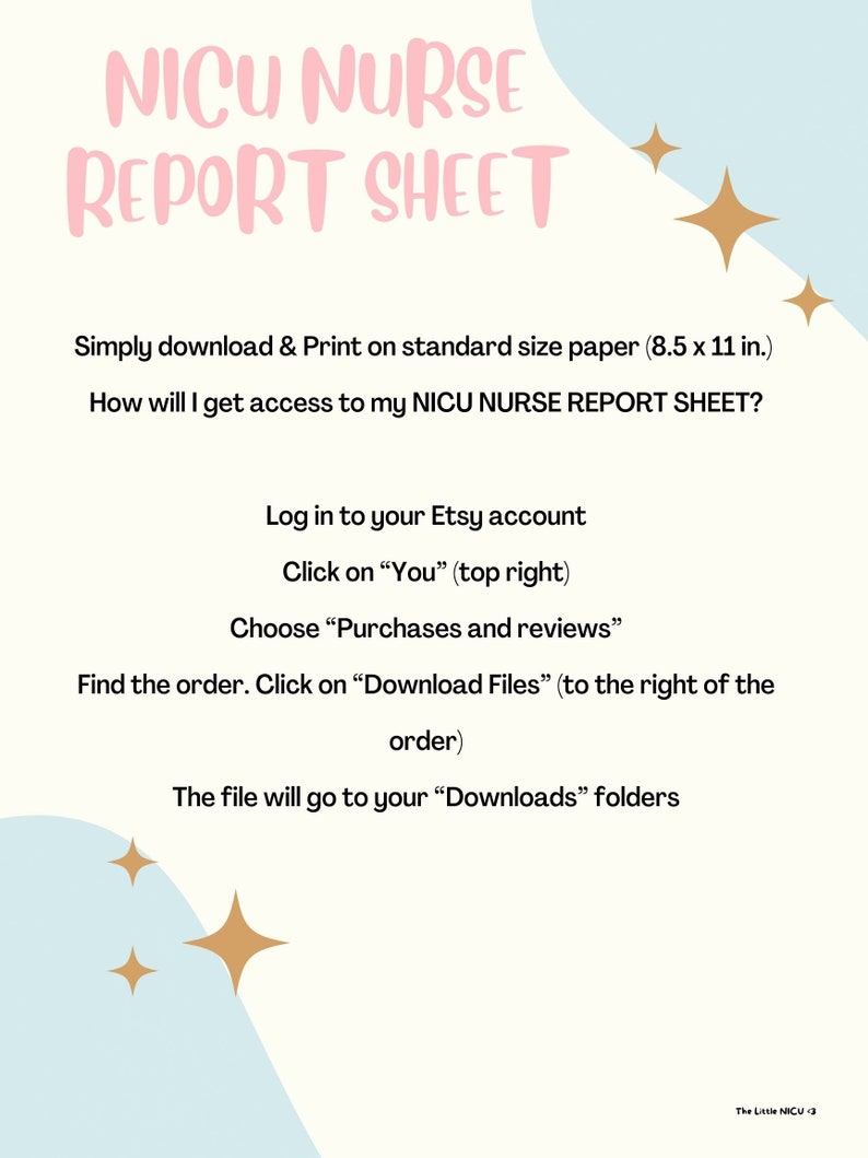 NICU Nurse Report Sheet NICU Nurse Brain Digital Download - Etsy