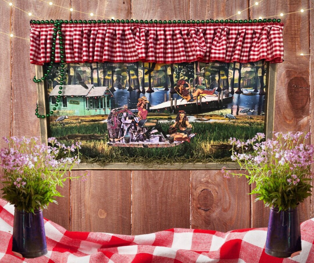 Cajun Pin up Swamp Girls With Alligators, Original Handmade Collage ...