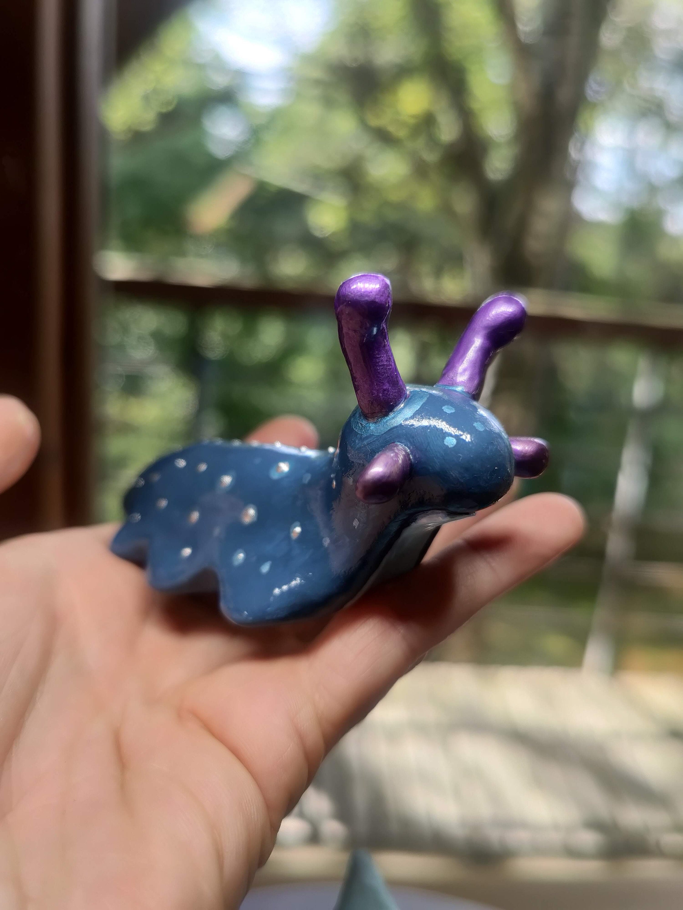 Blue Snail Figure Polymer Clay Desk Buddy Deco Sea Slug - Etsy